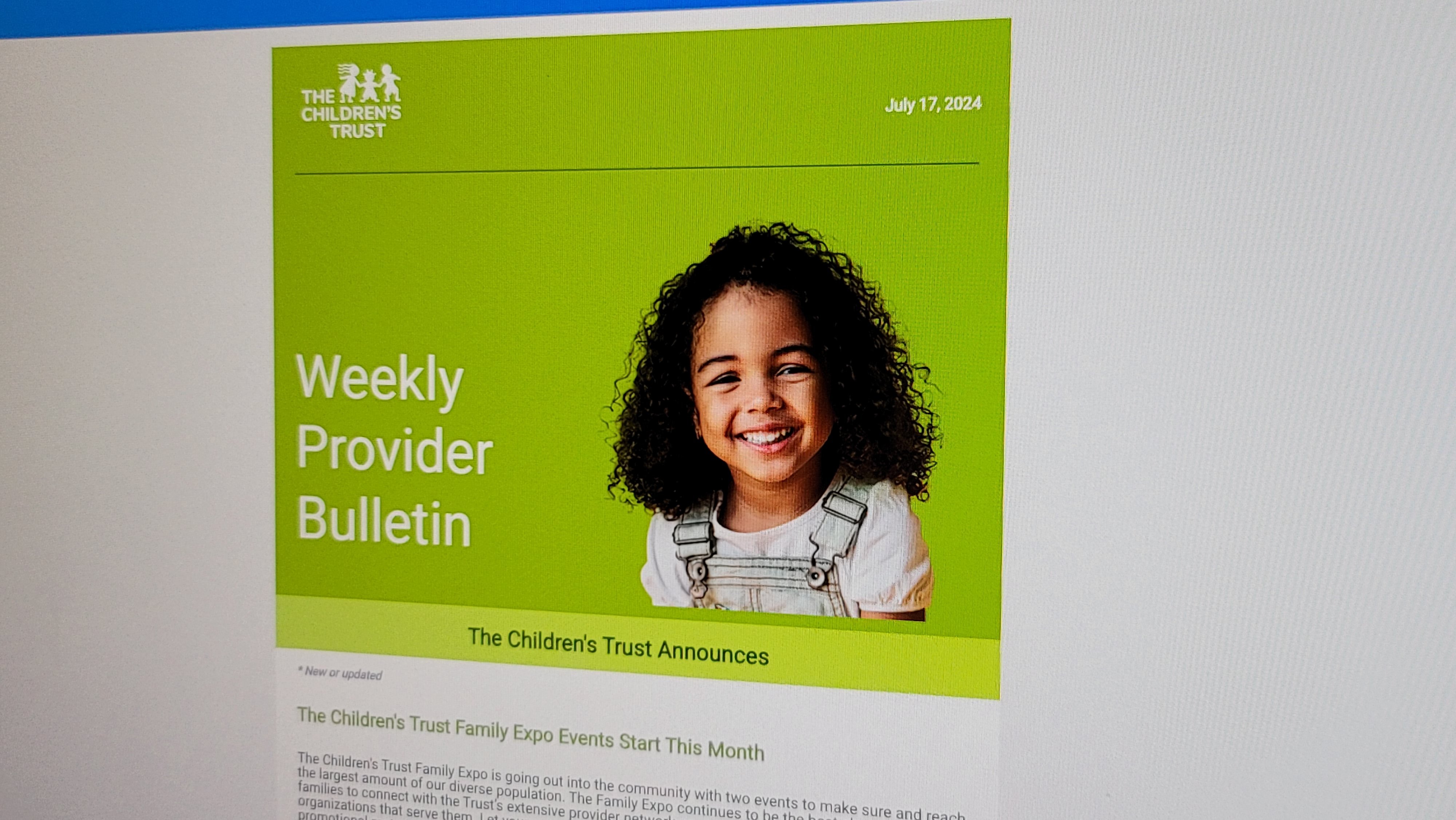 Weekly Provider Bulletin Archive | The Children's Trust